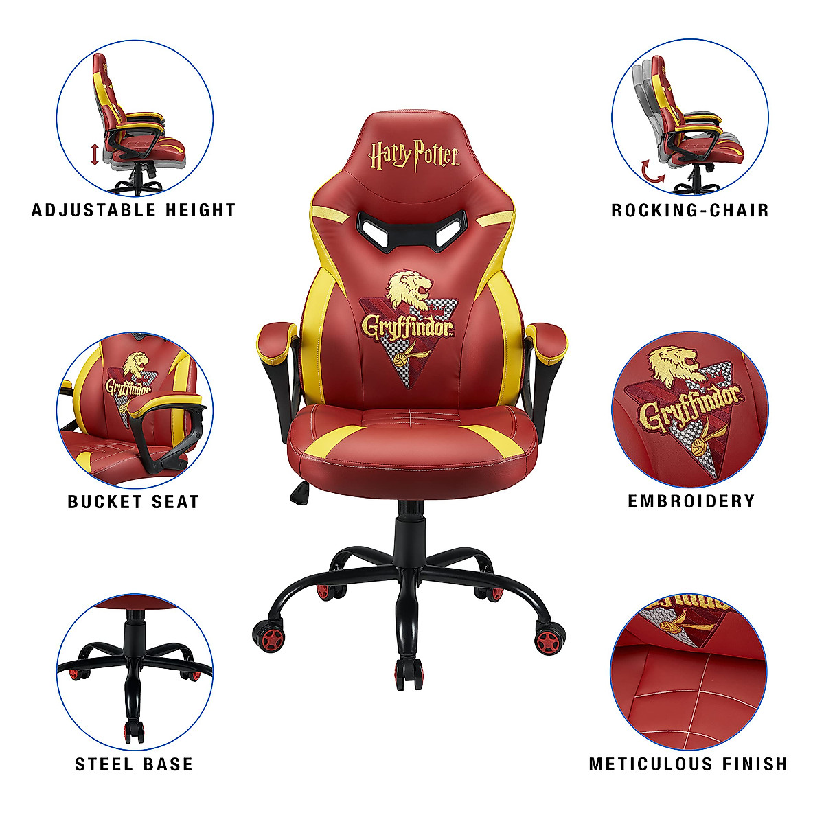 SUBSONIC Harry Potter - Junior Gamer Chair Gryffindor - Gaming Office Chair for Children and Teens- Official License
