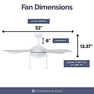 Prominence Home 51636-01 Kailani Ceiling Fan, 52, White