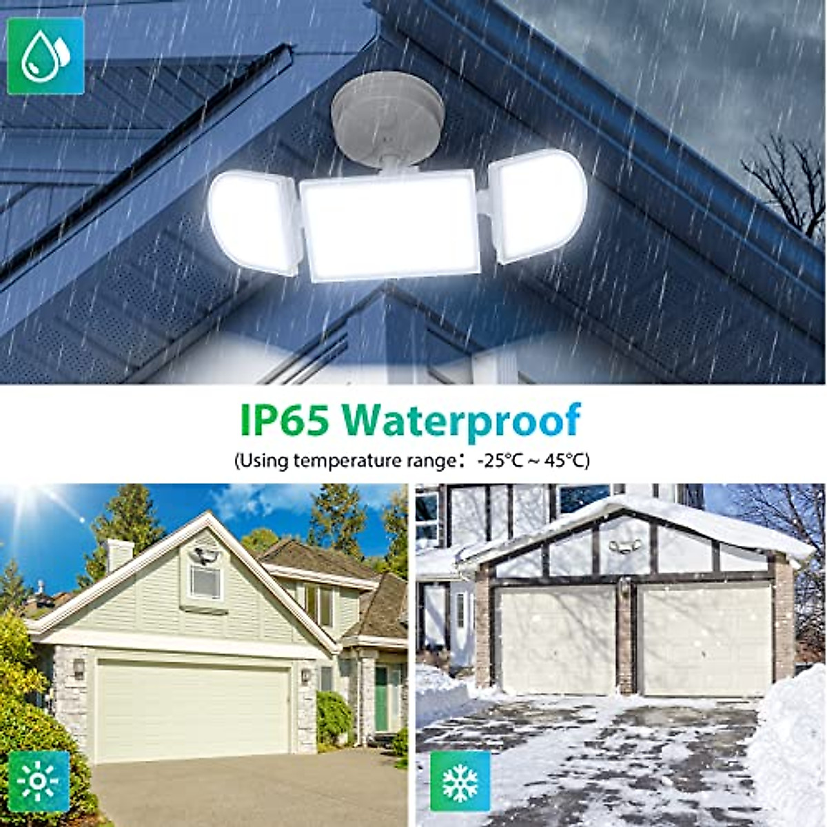 iMaihom 100W Flood Lights Outdoor, 9000LM Ultra Bright LED Flood Light Outdoor, 3 Adjustable Heads Security Lights, IP65 Waterproof Outdoor Flood Light, 6500K Floodlight for Yard Garage Court (White)