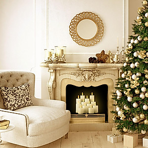 Shihanee 12 Pcs Christmas Pillar Candles 3" Diameter Dripless Unscented Fireplace Candle Rustic Scentless Candles with Smokeless Cotton Wick Long Burning Candles for Xmas Wedding Home (Ivory White)