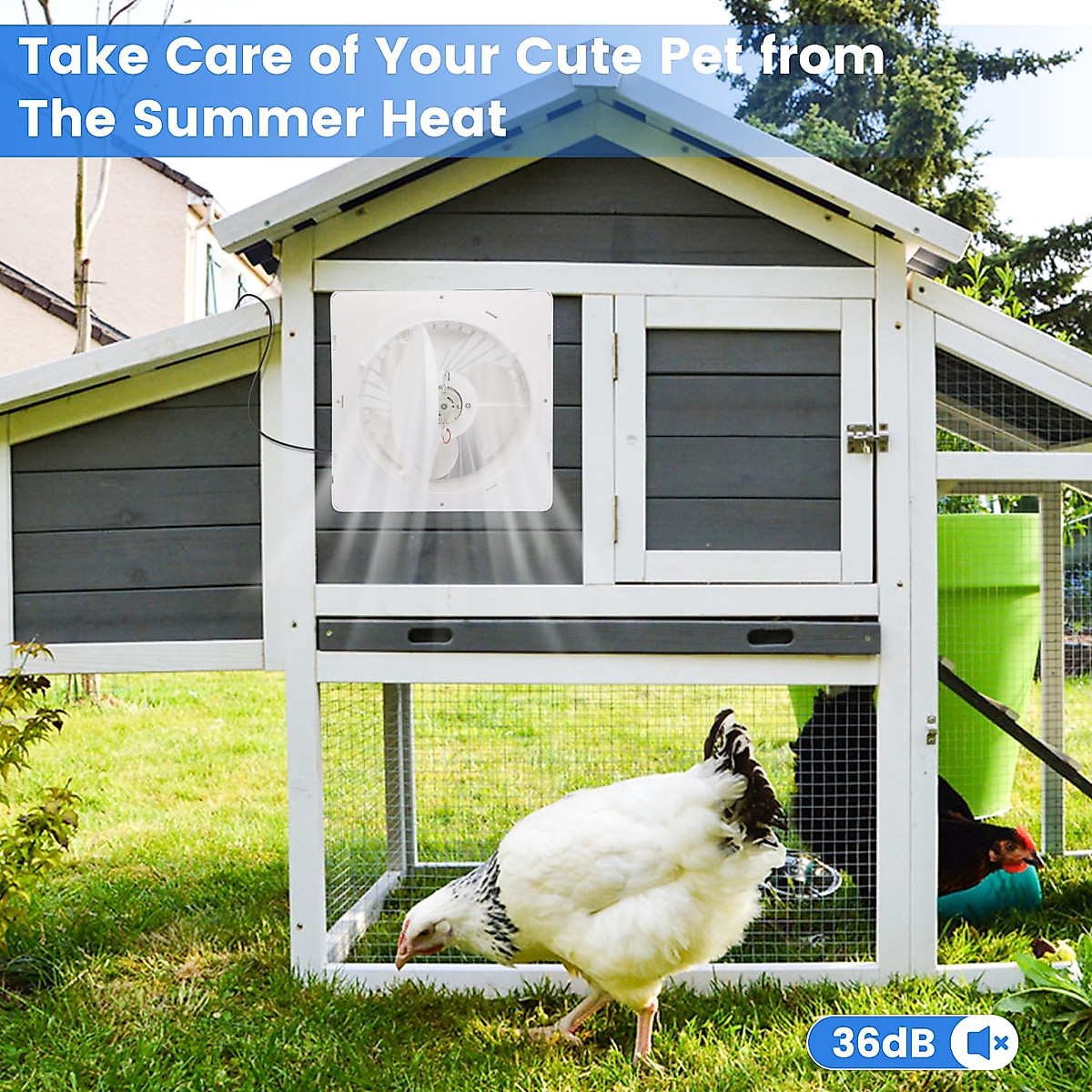 Fanspex Solar Powered Exhaust Fan, 20W Solar Panel 8" Round Vent Fan Kit for Outside Greenhouse Shed Attic Chicken Coop, 36dB Low Noise, Up to 285 CFM