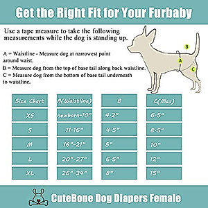 CuteBone Dog Diapers Female Small 3 Pack Reusable Puppy Period Diapers for Heat Cycle D14S