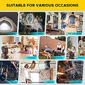 CRST 20000mAh Battery Operated Oscillating Fan with Remote, LED Light, Timer and Hook 4 Speed Rechargeable Personal USB Camping Fan for Jobsite Tent Emergency