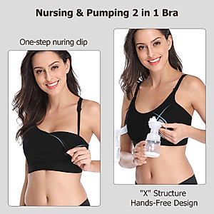 Lupantte Hands Free Pumping Bra, Comfortable Breast Pump Bra with Pads, Adjustable Nursing Bra for Pumping .Suitable for Breast Pumps Like Spectra, Lansinoh, Philips Avent,Medela etc. (Small) Black