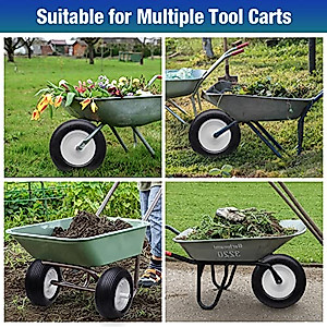 BAIVE BW 16" 4.80/4.00-8 Flat Free Solid Polyurethane Tire and Wheel, 1 Pack PU Airless Tires with 5/8" Ball Bearings 6" Iron Hub for Wheelbarrow/Hand Truck/Tool Cart/Garden Carts, 1 Pack