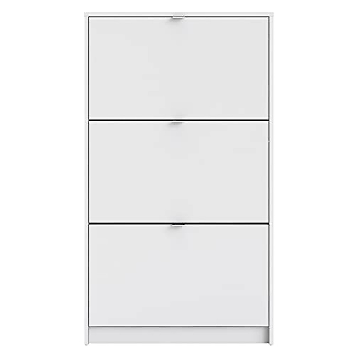 Pemberly Row Modern 3 Drawer Shoe Cabinet, 18-Pair Shoe Rack Storage Organizer in White
