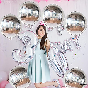 KatchOn, Silver Disco Ball Balloons - 22 Inch, Pack of 6 | Silver Disco Balloons | Shiny Silver Balloons for Bachelorette Party Decoration | New Years Balloons for New Years Eve Party Supplies 2025