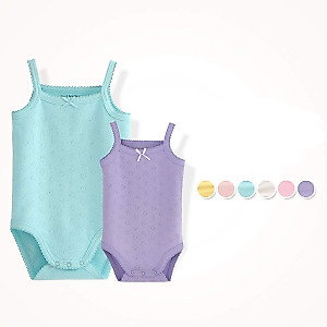 Blueleyu Baby Girls Spaghetti Strap Bodysuit SleevelessTank Top Cotton Baby One-Pieces Pack of Baby Summer Clothes (2-3T)