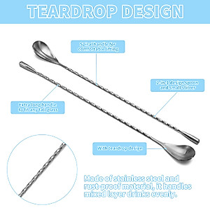 2 Pcs 12 Inch Bar Mixing Spoon Cocktail Spoon Stainless Steel Bar Long Spoon With Spiral Pattern