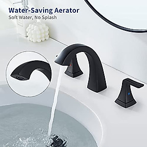 Matte Black Bathroom Faucet,Widespread Bathroom Sink Faucet for 3 Hole,2 Handles Bathroom Vanity Faucet 8 Inch,HOMELODY Lavatory Faucet for Sink with Pop Up Drain