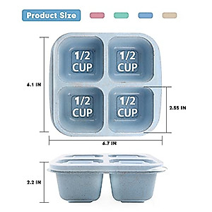 ozazuco 4 Pack Snack Containers, Divided Bento Snack Box, 4 Compartments Reusable Meal Prep Lunch Containers for Kids Adults, Food Storage Containers for School Work Travel