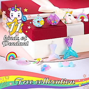 Juexica 540 Pieces Unicorn Mermaid DIY Bead Jewelry Making Kit for Rainbow Shell Necklace Bracelet Craft Art for Unicorn Mermaid Charms for Jewelry Making