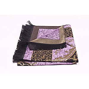Muslim Prayer Rug with Prayer Beads | Janamaz | Sajadah | Soft Islamic Prayer Rug | Islamic Gifts | Prayer Carpet Mat, Chenille Fabric, Lilac
