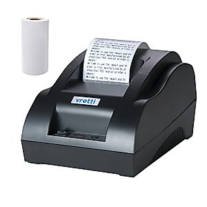 vretti Thermal Receipt Printer, 58mm Small USB Thermal Printer with High-Speed Printing Support to ESC/POS/Window and Mac System, Portable Restaurant Kitchen Printer for Cash Register