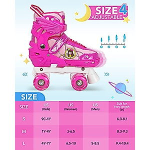 M-GRO Adjustable Skates for Kids, 8-Wheeled Skates for Kids,rollerskates Girl and Boys，Adjustable Size Suitable for Indoor and Outdoor use