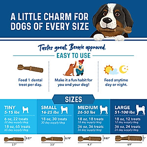 Bernie's Charming Chompers - Daily Dental Chews for Dogs 50-100 Lbs. - 12 Count - Cleans Teeth, Freshens Breath, + Boosts Oral-Gut Microbiome. Easy to Digest, Supports Healthy Digestion Naturally