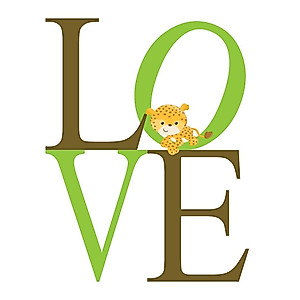 Personalized Safari Love Animals Nursery Art Decor Set of 4 - Monkey, Zebra, Leopard and Lion - Gender Neutral Jungle Baby - Multiple Sizes