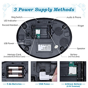 Audio Guest Book Wedding Phone Record Customized Audio Messages Audio Guestbook Phone for Wedding, Bridal Shower, Birthday Party, Baby Shower, Anniversary, Engagement (Black)