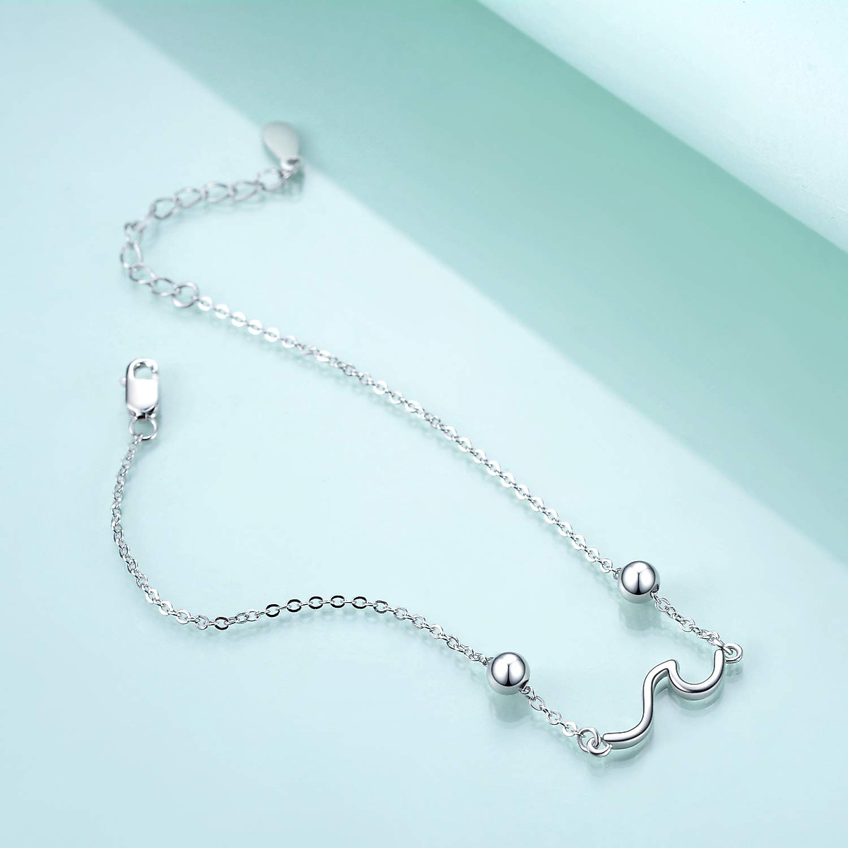 YFN 925 Sterling Silver Ocean Wave Anklet Wave Ankle Bracelet Beach Jewelry for Women