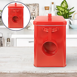 CALLARON Metal Laundry Soap Dispenser Container Holder with Scoop Laundry Powder Box Pet Food Storage Bin Kitchen Food Canister Pantry Organizer Pods Bin Holder Detergent Bin Red