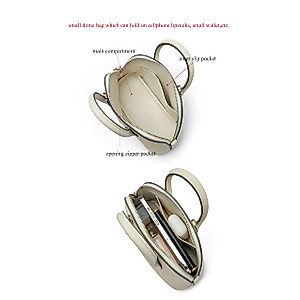 DORIS&JACKY Small Leather Dome Crossbody Bag Cute Shell Shape Zip Around Handbags (2-Off White)