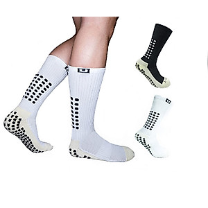 Ulalaza Unisex Anti Slip Sports Thicken Cushion Soccer Socks Non Skid Grippy Traction for Football Basketball Sports