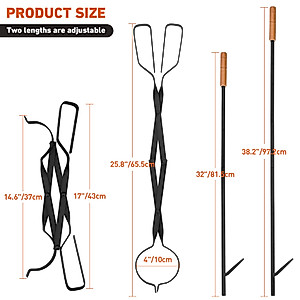 Heavy Duty Fire Tong and Blow Fire Poker Stick Set with Handbag, Fireplace Poker Grabber with Blow, firewood Grabber Tool for Wood-Burning Fire Pit or Fireplace Bonfire Indoor Outdoor use