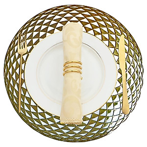 Metallic Placemats Set of 4 - Easy to Clean, Washable Decorative Place Mats for Kitchen and Dining Table - Non-Slip Round Table Mats - Dinnerware & Accessories - Dining Table Centerpiece Decor, Gold