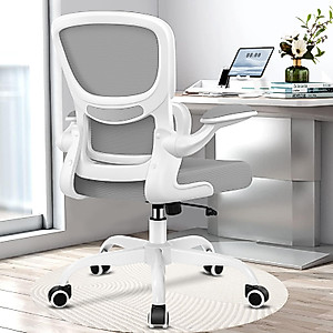 Razzor Office Chair, Ergonomic Desk Chair with Lumbar Support and Adjustable Armrests, Comfy Desk Chair Breathable Mesh Mid Back Computer Chair, Reclining Office Chair for Home Office - Light Gray