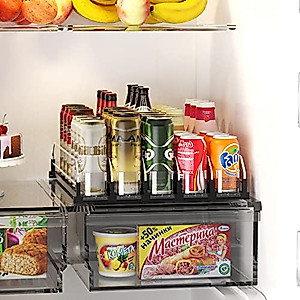 MAXTUF Drink Dispenser for Fridge, Soda Can Organizer for Refrigerator, Adjustable Width Beverage Self-Pushing Glide Rack, Up to 30 Cans Storage for Fridge Pantry (16.4 Inch, 5 Rows)