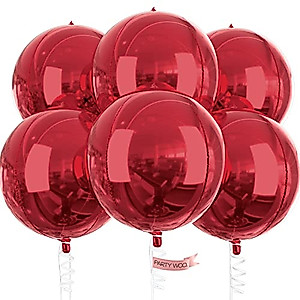 PartyWoo Red and Gold Balloons 50 pcs and Ruby Red Foil Balloons 6 pcs