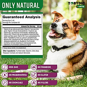 TOBYDIC Cat & Dog Multivitamin -15 in 1 Pet Supplements with Cranberry & Glucosamine - Natural Medicine & Support for UTI, Urinary Tract, Bladder, Kidney, Skin Coat, Joints Treatment Made in USA