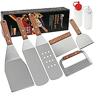ROMANTICIST 8Pc Professional Griddle Accessories Kit - Heavy Duty Stainless Steel Grill Spatula Set for Grill Griddle Hibachi Flat Top Outdoor Cooking - Great Grill Gift on Birthday Wedding