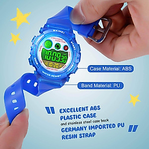 cofuo Kids Watches Boys for 4-12 Year Old, Blue Kids Digital Sports Waterproof Watches with Alarm Stopwatch, Children Outdoor Analog Electronic Watches Birthday Gifts for Age 4-12 Year Old Boys Girls