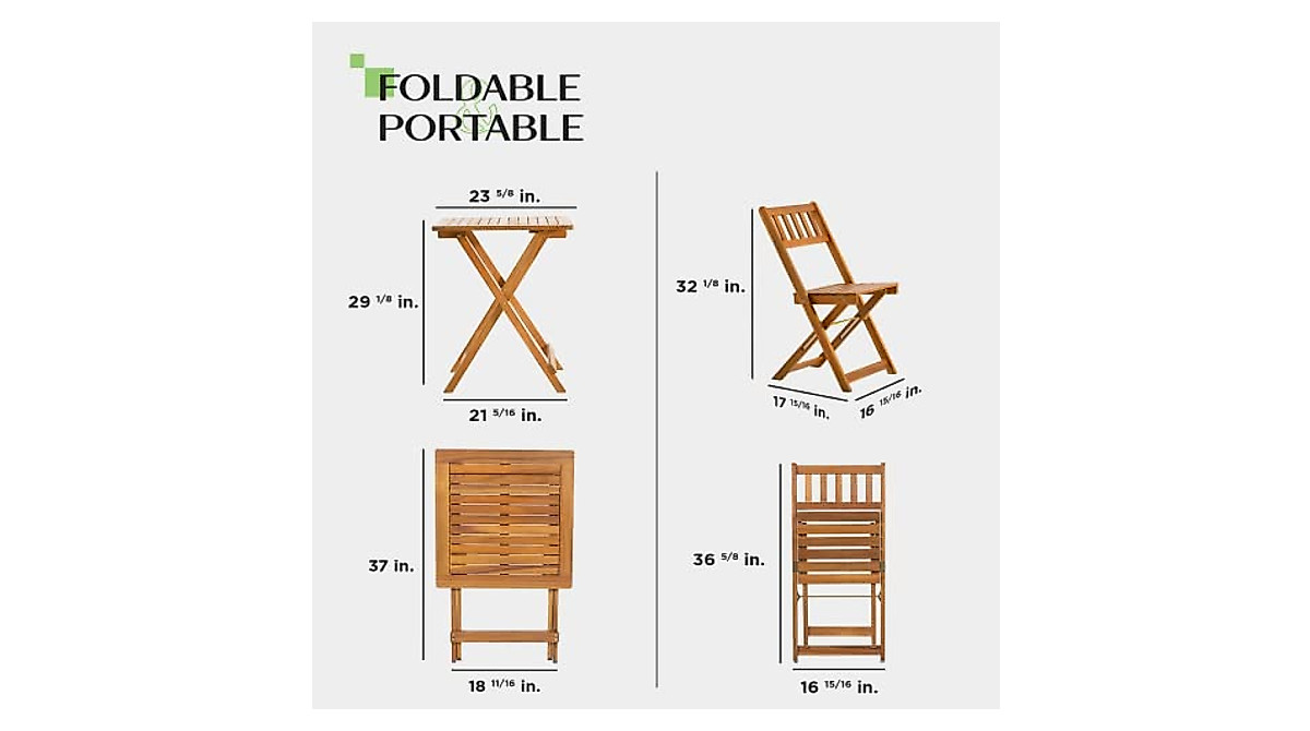IDZO Heavy Duty Square Table Bistro Set - Outdoor 3 Piece Patio Set