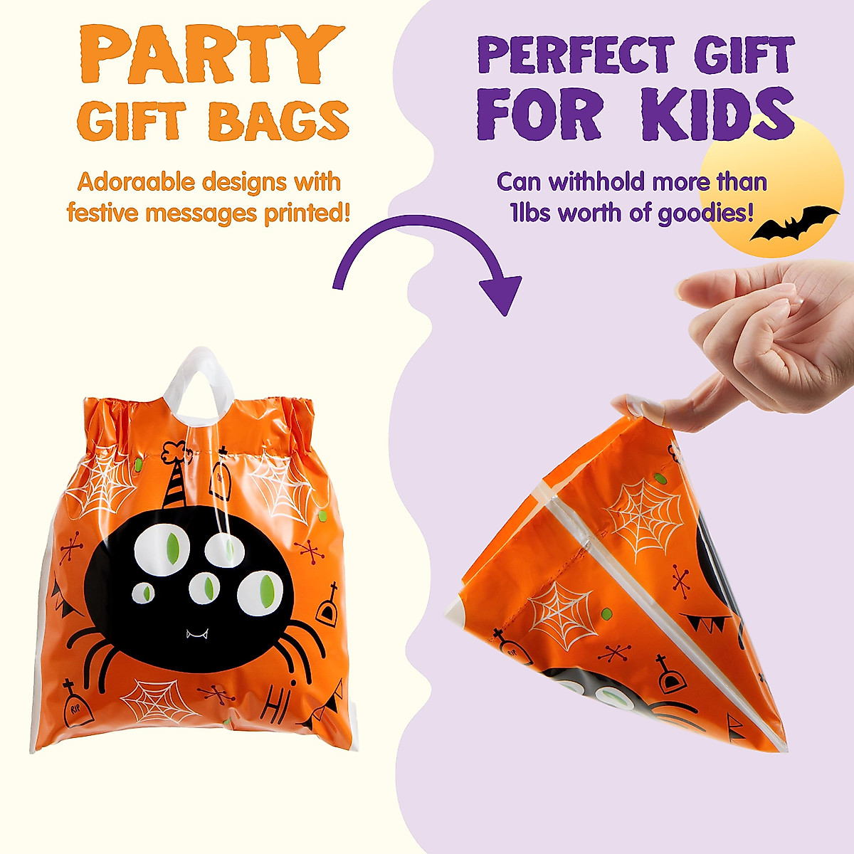 JOYIN 108 Pcs Halloween Drawstring Treat Bags with 9 Character Designs, Mini Halloween Goodie Gift Bags, Trick or Treat Candy Bags for Halloween Party Favor