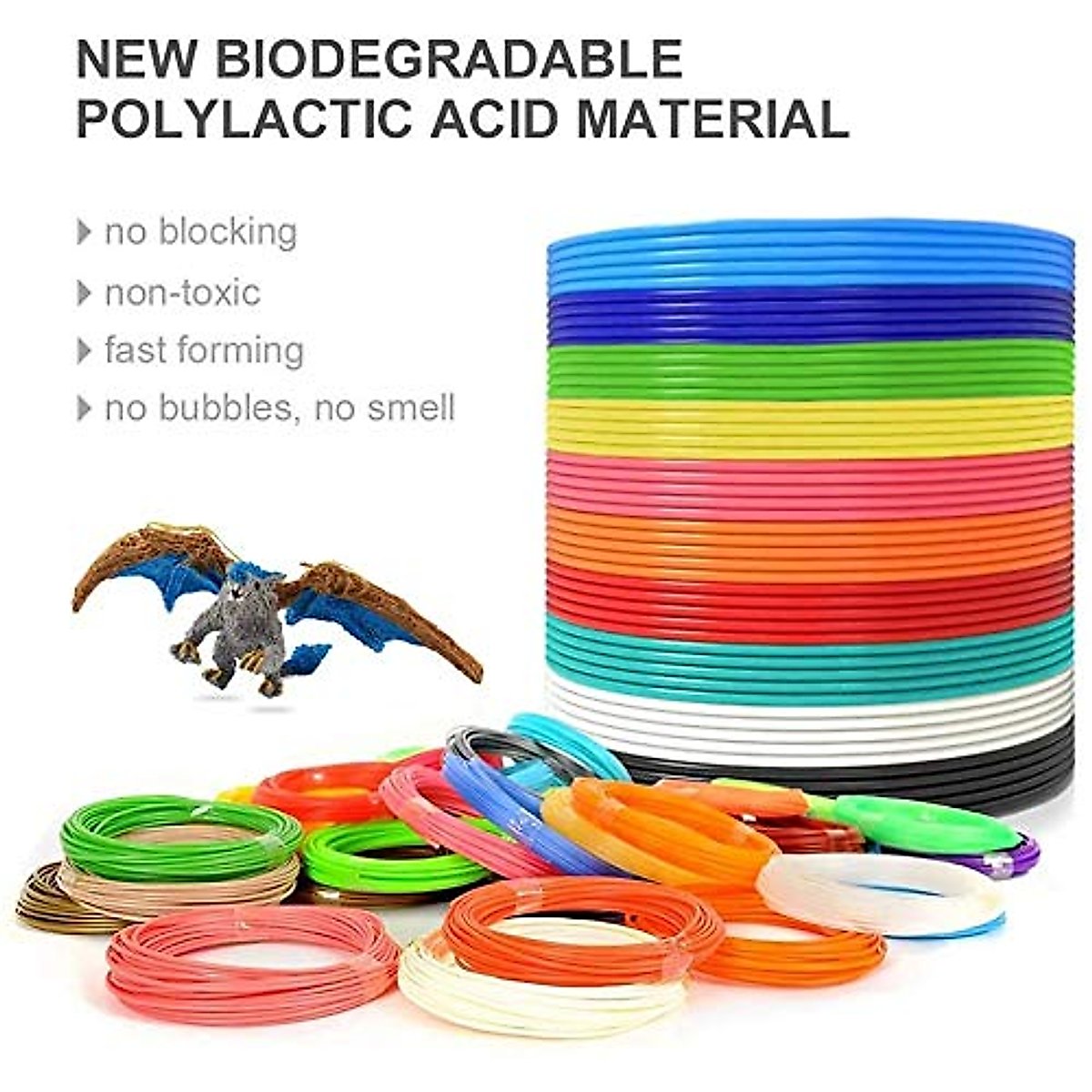 PCL Filament for 3D Pen 20 Colors/320 Ft - Low Temperature of 158°F(70°C) 1.75mm PCL 3D Drawing Pen Filament Refills - High-Precision Diameter,Non-Toxic,Non-Clogging,No Mess 3D Printing Pen Filament…