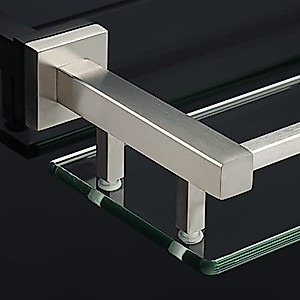 Alise GC2000-LS SUS 304 Stainless Steel Bathroom Glass Shelf Wall Mount 20 Inch,Brushed Nickel