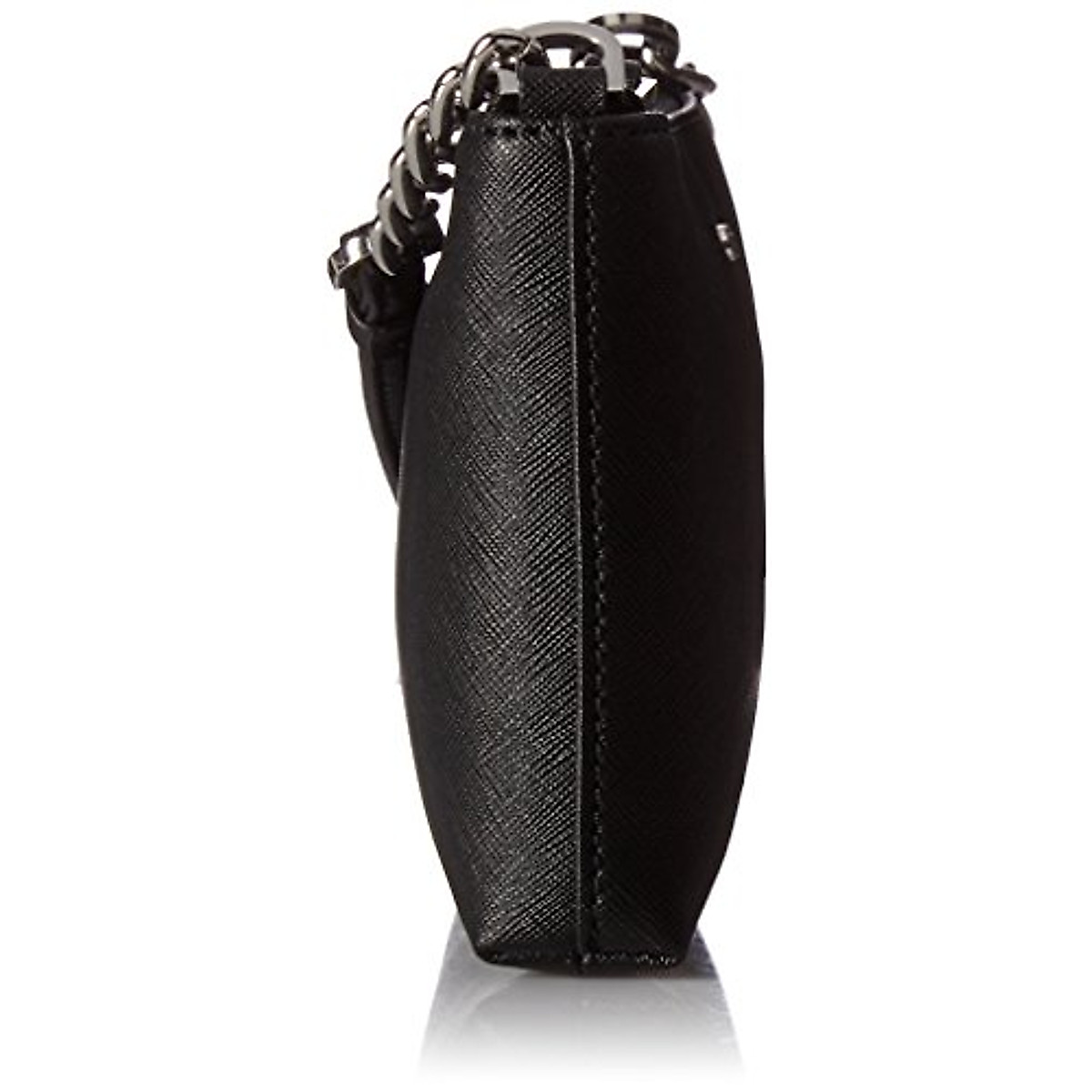 Calvin Klein Hayden Key Item Saffiano Top Zip Chain Crossbody Purse, Black/Silver