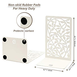 CNK Book Ends Bookends for Book Shelves, Metal Book Ends for Home Office Heavy Books, Book Shelf Holder, Home Decorative, Book Stoppers, Book Holder, Set of 2 White Infinite Leaves Bookends