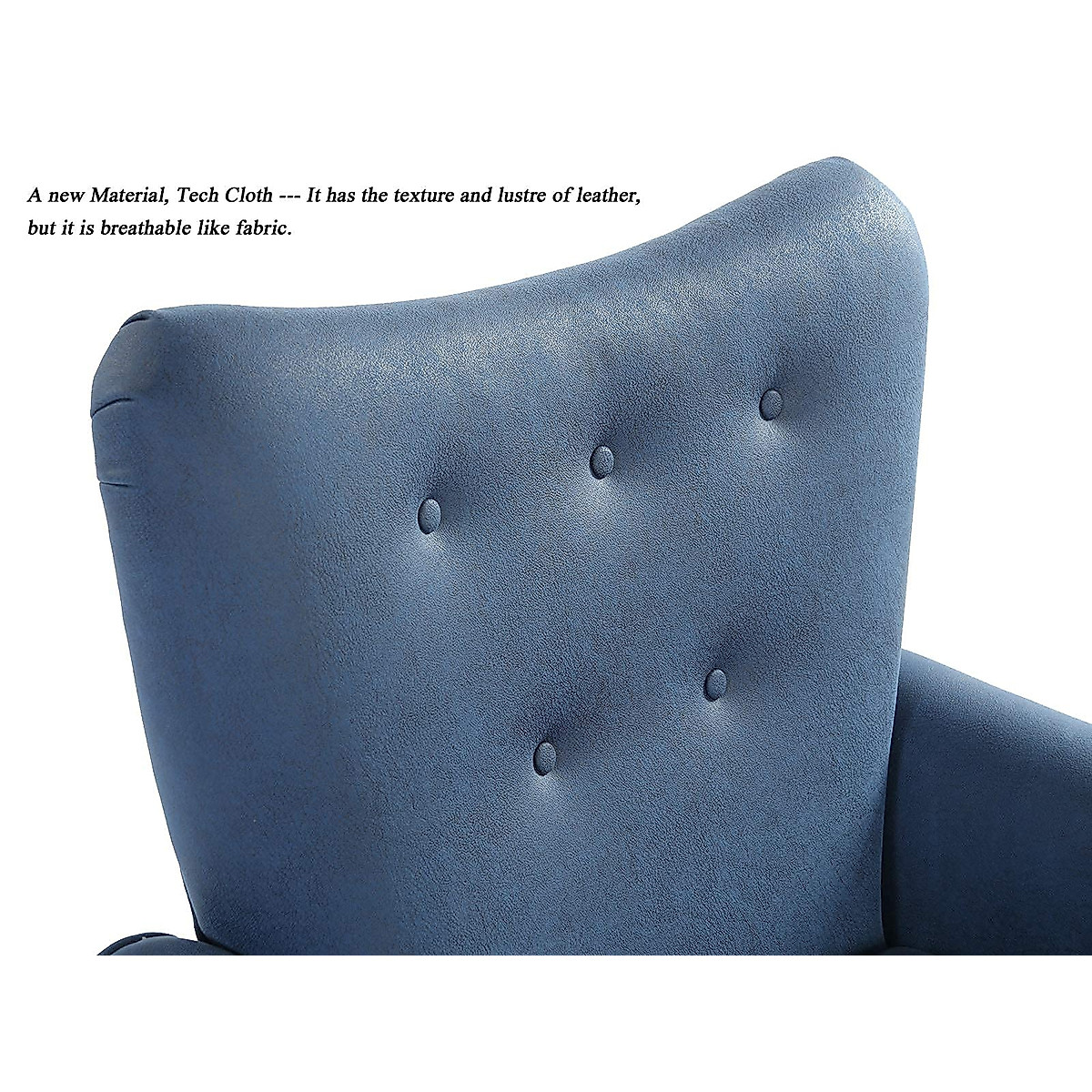 Artechworks Tufted Upholstered Accent Arm Chair with Tech Cloth(Leathaire), Love Shape Single Sofa Club Chair for Living Room, Bedroom, Home Office, Reading/Hosting Room,Blue Color