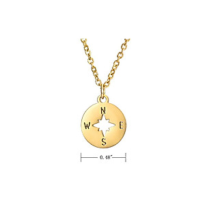 Augonfever Graduation Gifts Compass Necklace Gold Friendship Gifts for Bestie Friend Women Birthday Christmas