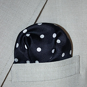 Royal Silk Polka Dot Pocket Square - 17" Handkerchief - 12mm Silk Twill - Black