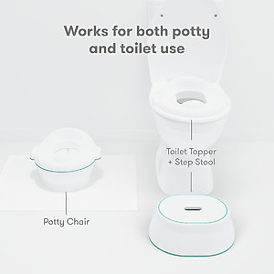 Frida Baby 3-in-1 Grow-With-Me Toddler Potty Training Toilet | Transforms from Potty to Toilet Topper Potty Training Seat and Step Stool | Easy-to-Clean Potty Training System