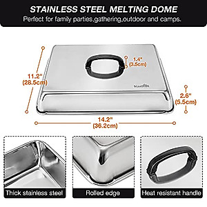 Stanbroil Melting Dome & Grill Press Kit- Stainless Steel Basting Cover Cheese Melting Dome with Cast Iron Burger Bacon Press for Flat Top Griddle Grill Indoor/Outdoor