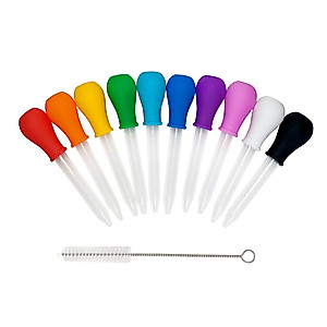 ARTIBABA Jumbo Rainbow Color Liquid DROPPERS 5 Pieces 5ml - Jumbo Silicone Tip Clear Plastic Pipettes Science Experiments Laboratory Liquid Transfer Mixing Color Art Craft Activity