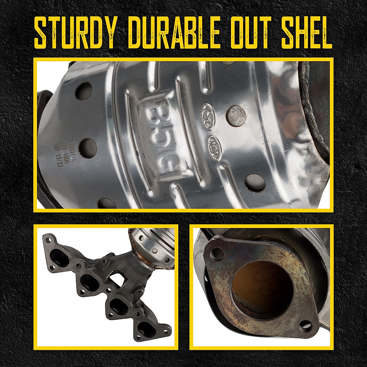 Prolenz Straight Outlet Catalytic Converters Replacement for E-lantra 2004, 2006, 2009-2012, Soul 2010, Spectra 2005-2008, Tiburon 2007-2008,Catalytic Convert with Protective Cover only 1 oxygen hole