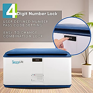 SereneLife Locking Storage Container Bin - 21 Gallon Large Capacity - Stackable Storage Tote Deck Box - Tough Durable Plastic Household Organizer with Lid, and Security Combination Lock