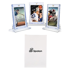 3 Pack Magnetic Card Holders for Trading Cards Protector, 35 pt Baseball Card Protector, Acrylic Hard Cards Sleeves Case for Baseball Football Sports Game Card Storage and Display (Transparent Blue)