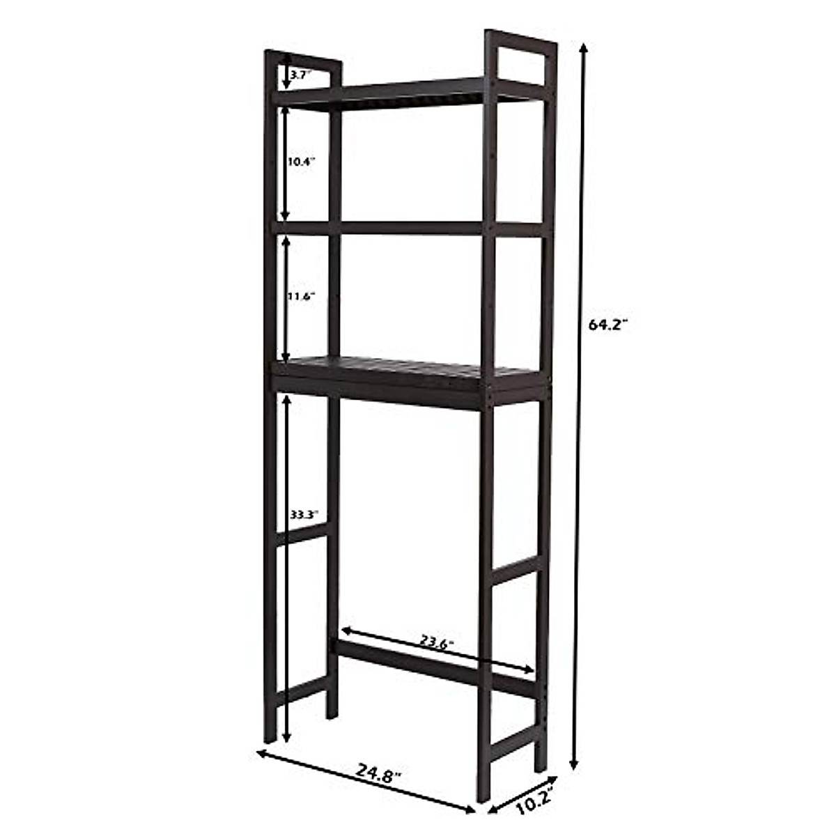 Bathroom Over The Toilet Organizer Storage Rack with Adjustable Shelves 3 Tier Bamboo Freestanding Shelf Plant Stand Multipurpose Organizer Space Saver for Laundry, Balcony，Brow